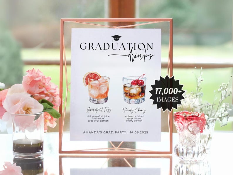 Graduation Bar Menu Sign, Grad Signature Drink Sign, Graduation ...