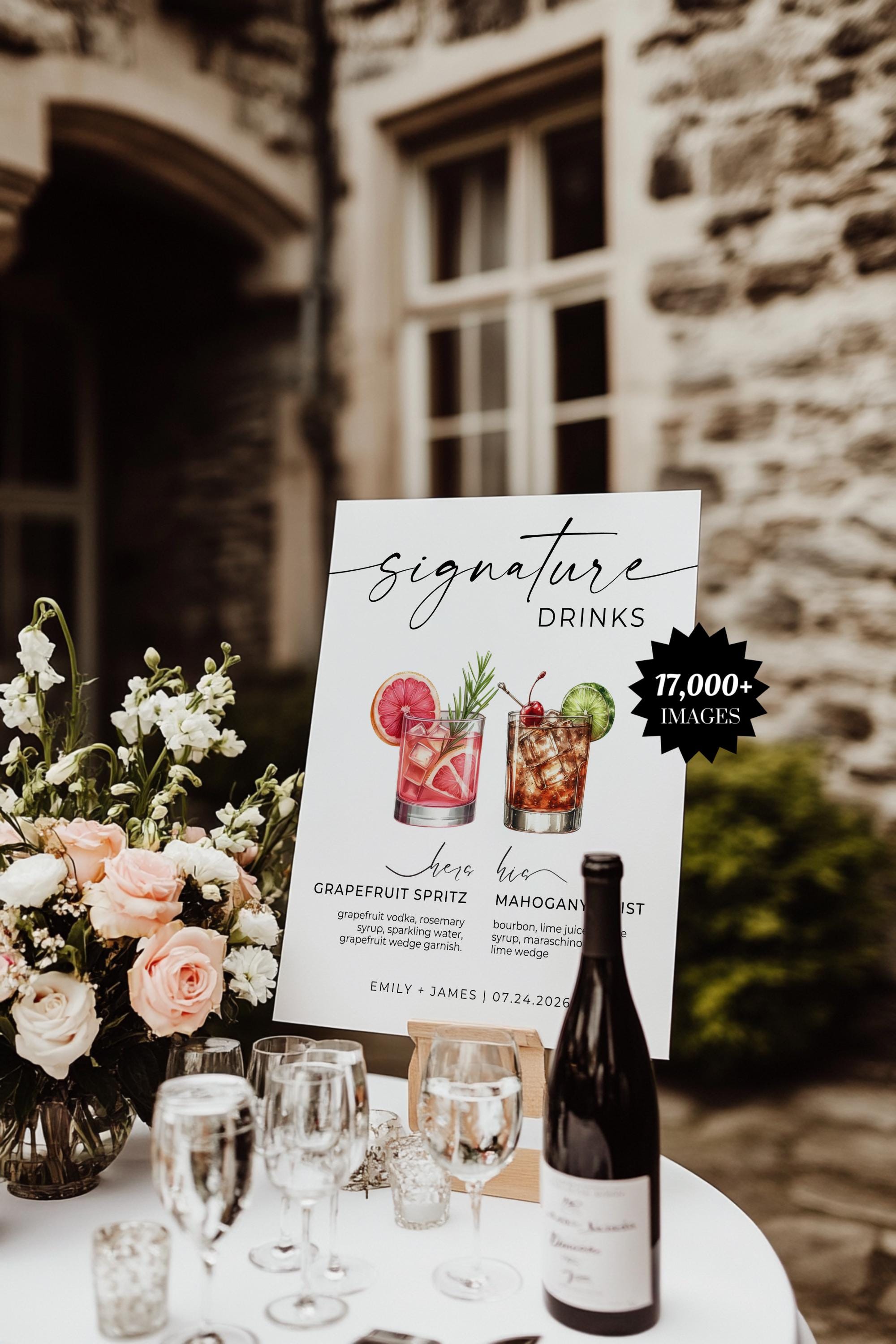 Signature Cocktail Sign, Bar Menu, Cocktail Drink Sign, Signature Drink ...