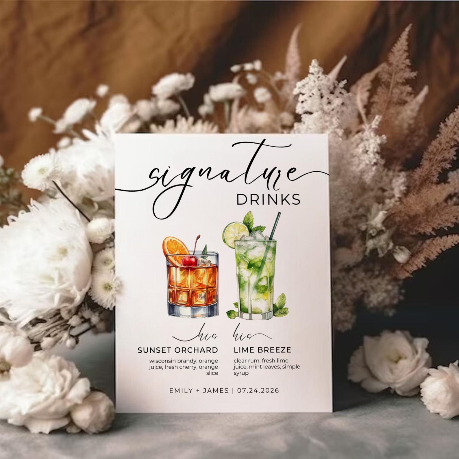 Signature Drink Sign, Bar Menu Sign, Wedding Drink Menu Sign, Cocktail ...