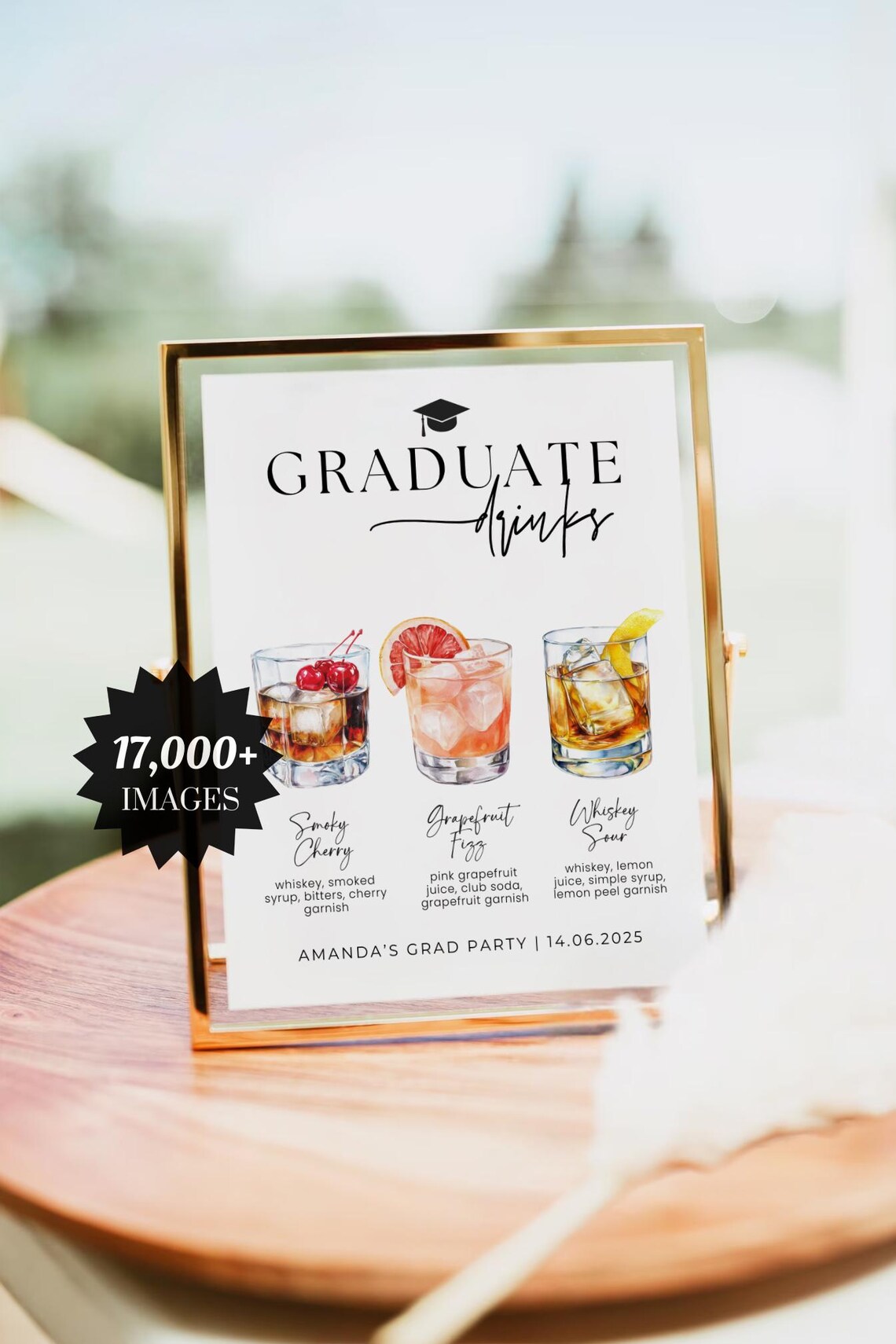 Modern Graduation Signature Drink Sign, Graduate Bar Menu Sign ...