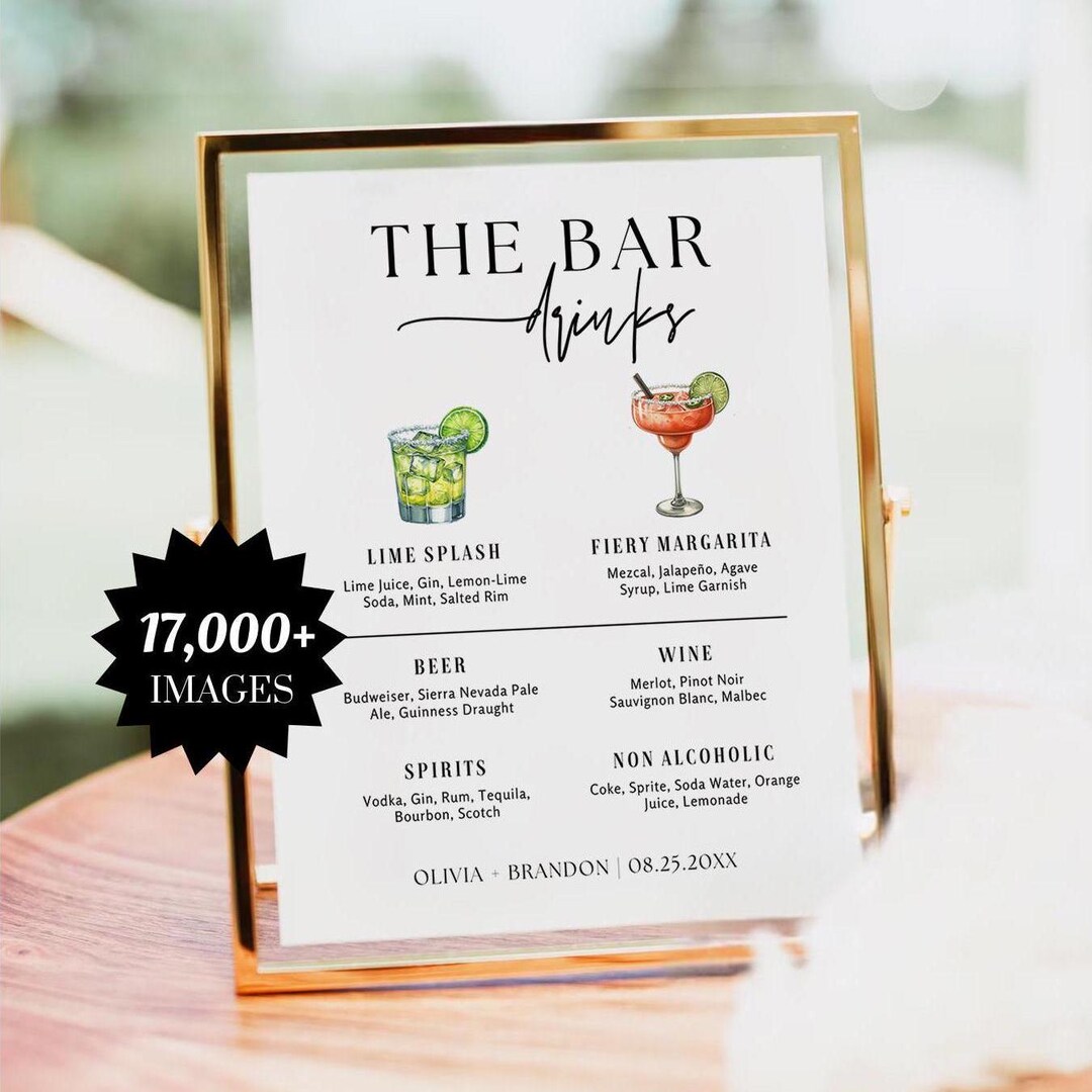 Signature Drink Sign, Cocktail Menu, Bar Menu, Signature Cocktail Sign ...