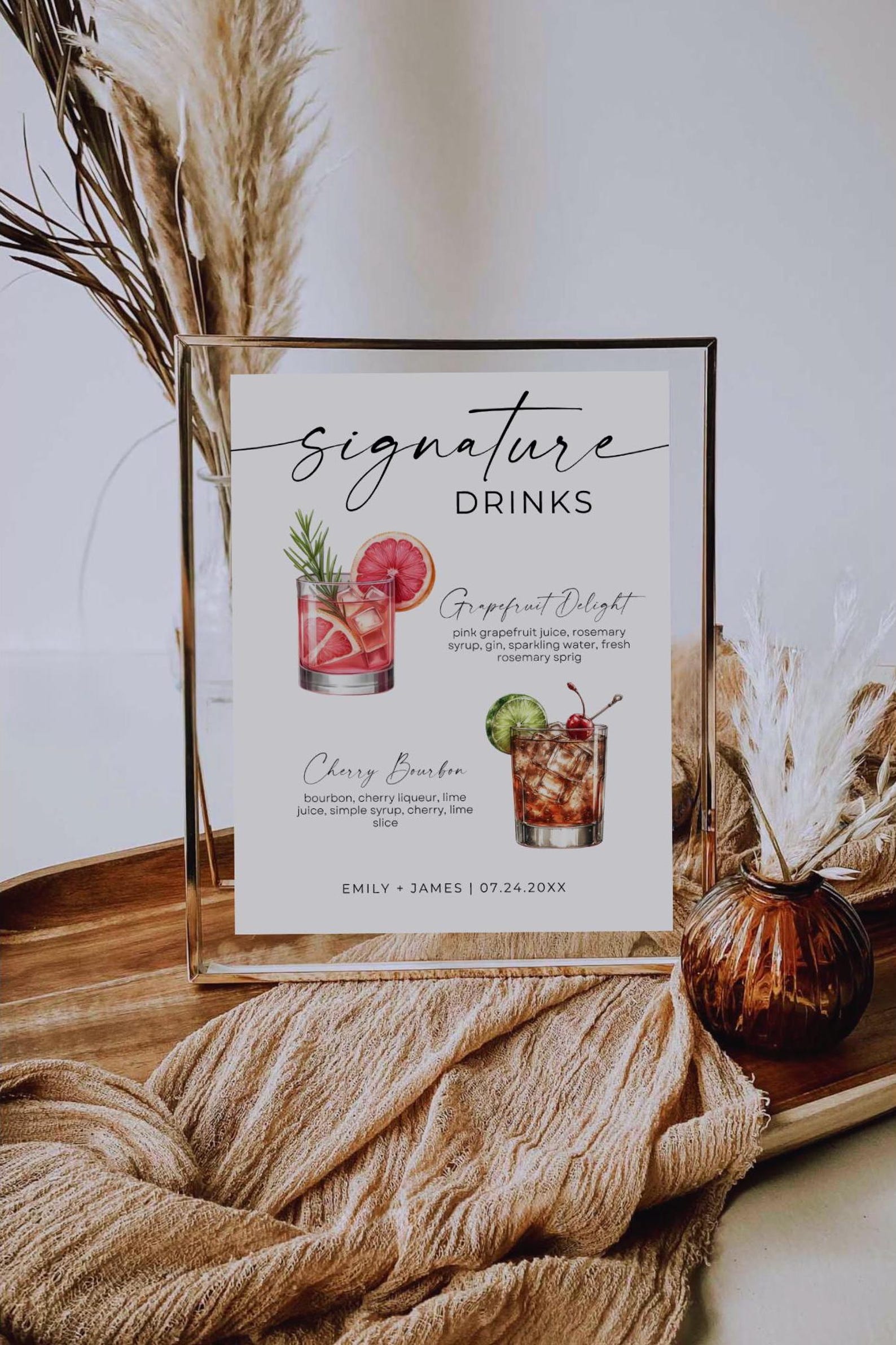 Signature Drink Sign, Bar Menu, Cocktail Drink Sign, Wedding Bar Menu ...