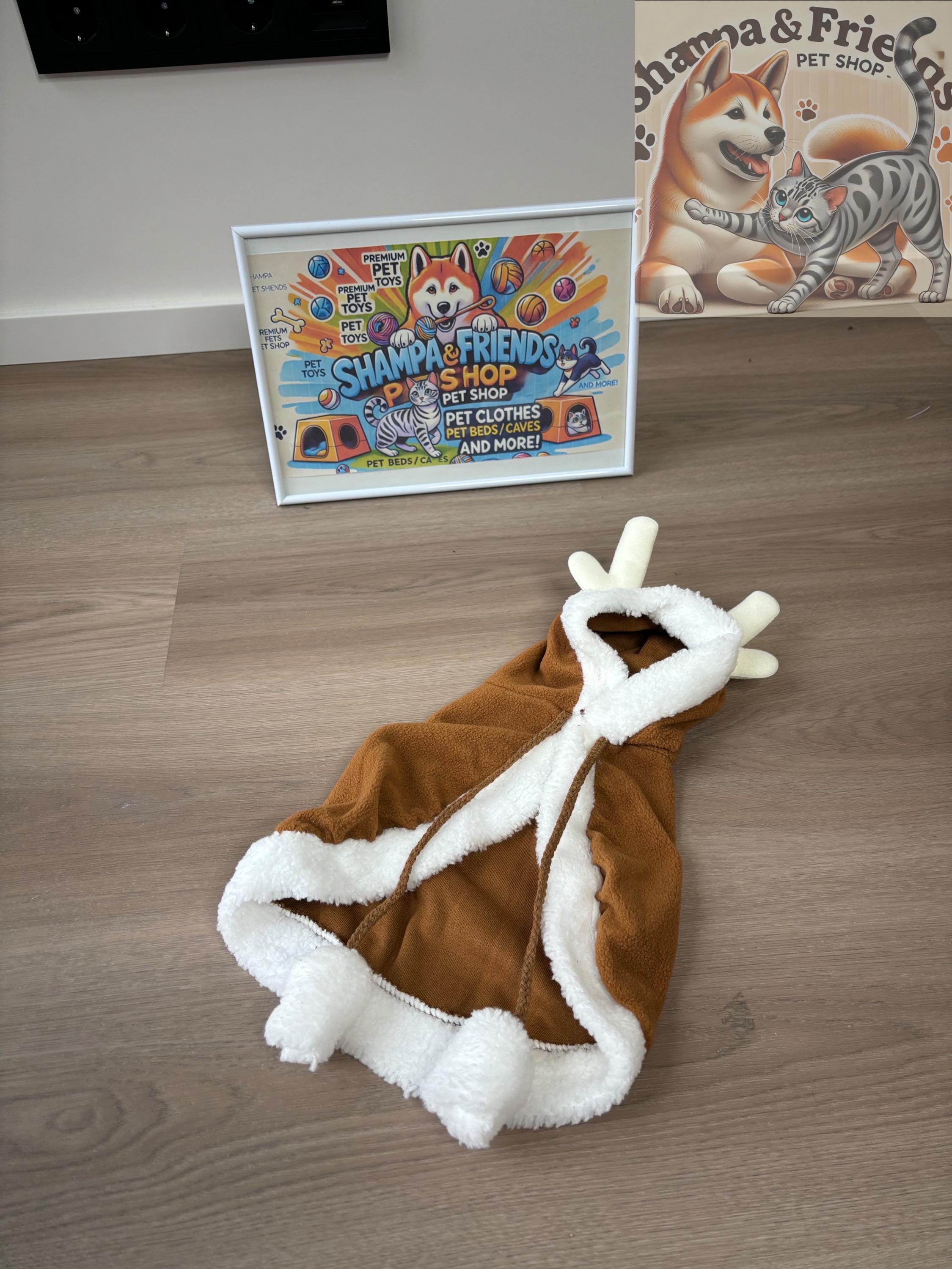 Christmas Pet Costume Cat Reindeer Outfit Dog Rudolph Costume Holiday ...