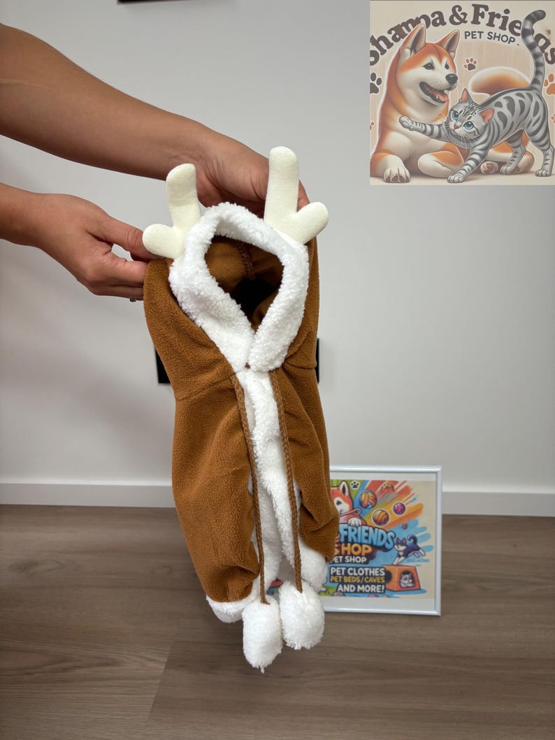 Christmas Pet Costume Cat Reindeer Outfit Dog Rudolph Costume Holiday ...