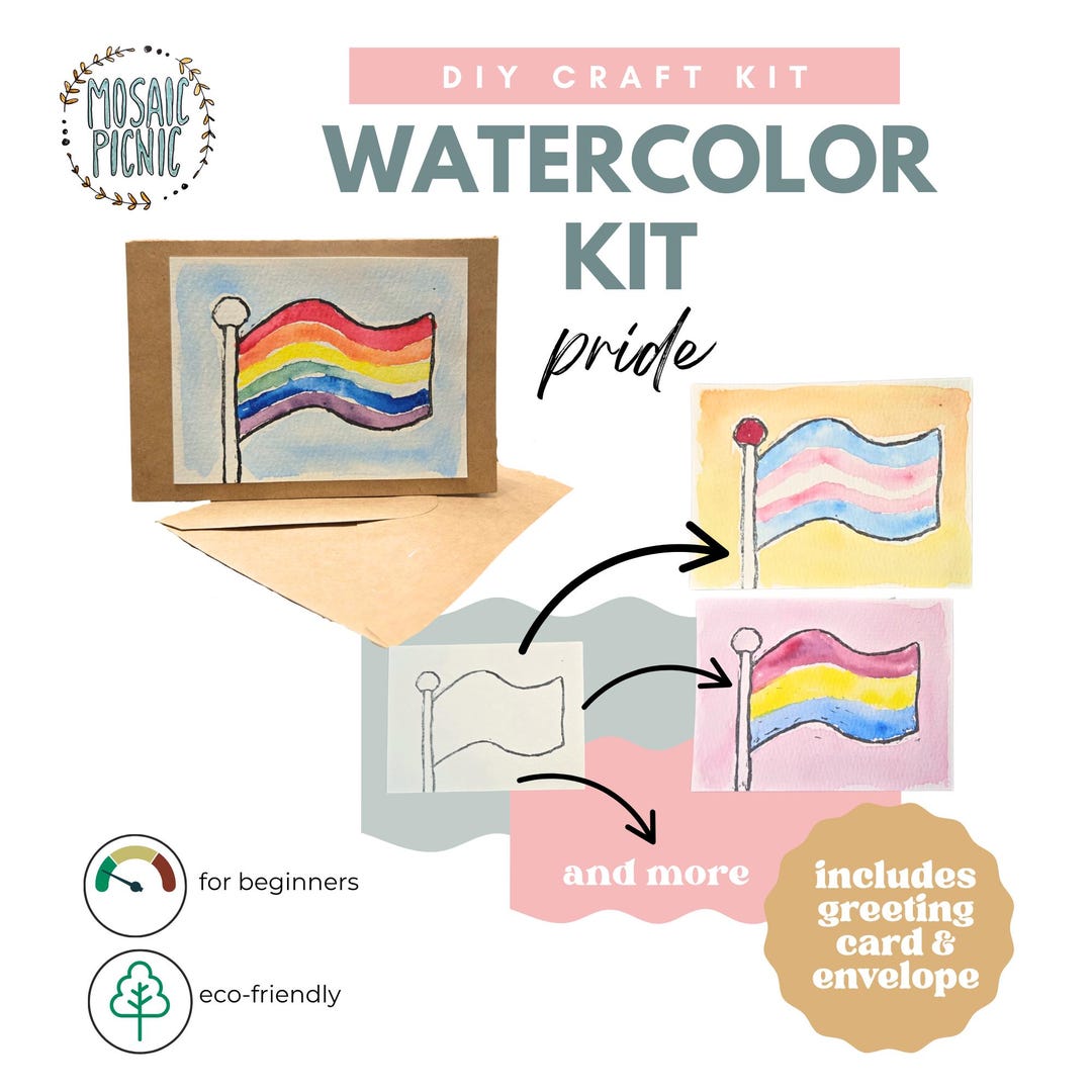 Pride Flag Watercolor Kit – DIY LGBTQ+ Art Set With Paint, Brush ...