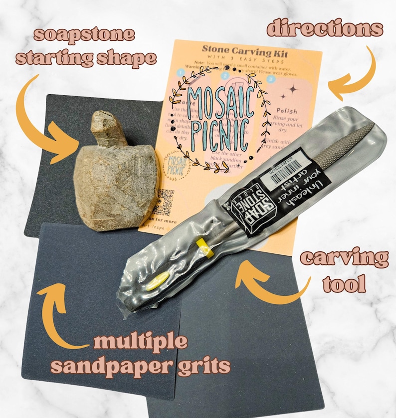 Stone Carving Kit DIY Whittling Kit Soapstone Carving Starter Animal ...