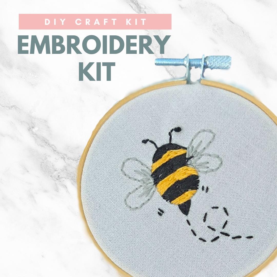 Embroidery Kit for Beginners Bumble Bee Needlepoint Kit Hand Embroidery ...