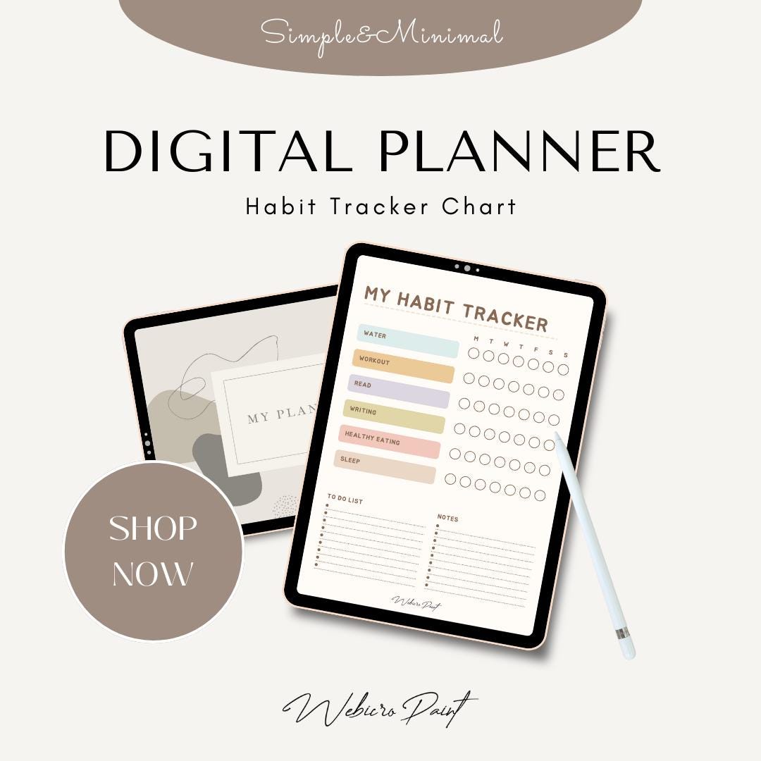 Habit Tracker Chart Planner Daily & Monthly Goal Setting Productivity ...