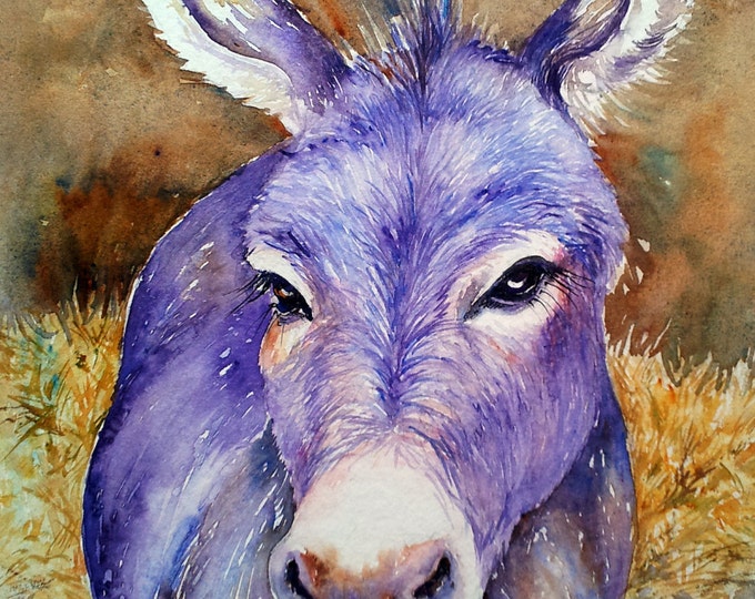 Donkey Portrait Original Watercolor Painting Wall Art 9x12 - Etsy