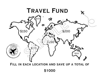 Digital Travel Fund Savings Challenge A6 3x6 - Etsy