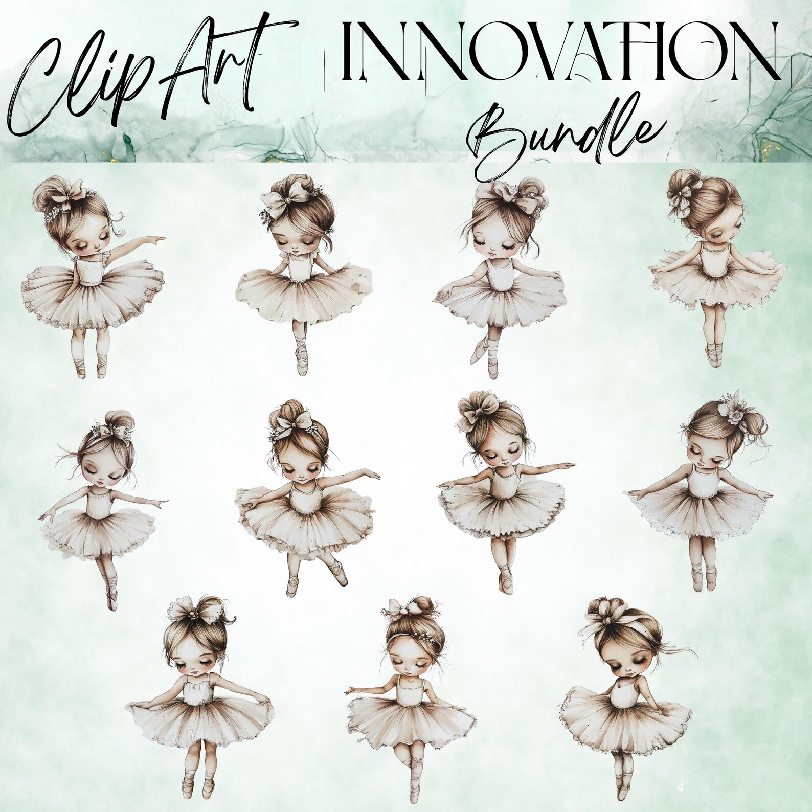 Cute Ballerina Clipart – Dancing Girl PNG Bundle – Ballet Dancer ...
