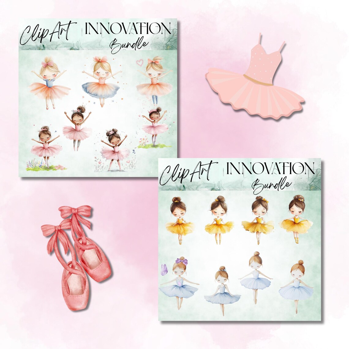 Cute Ballerina Clipart – Dancing Girl PNG Bundle – Ballet Dancer ...