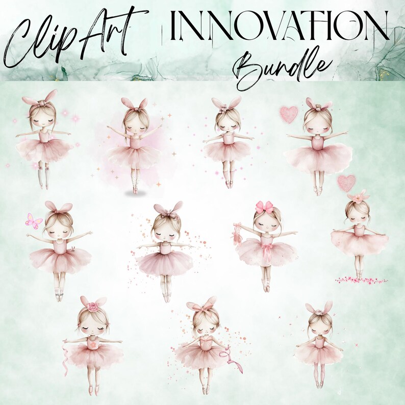 Cute Ballerina Clipart – Dancing Girl PNG Bundle – Ballet Dancer ...