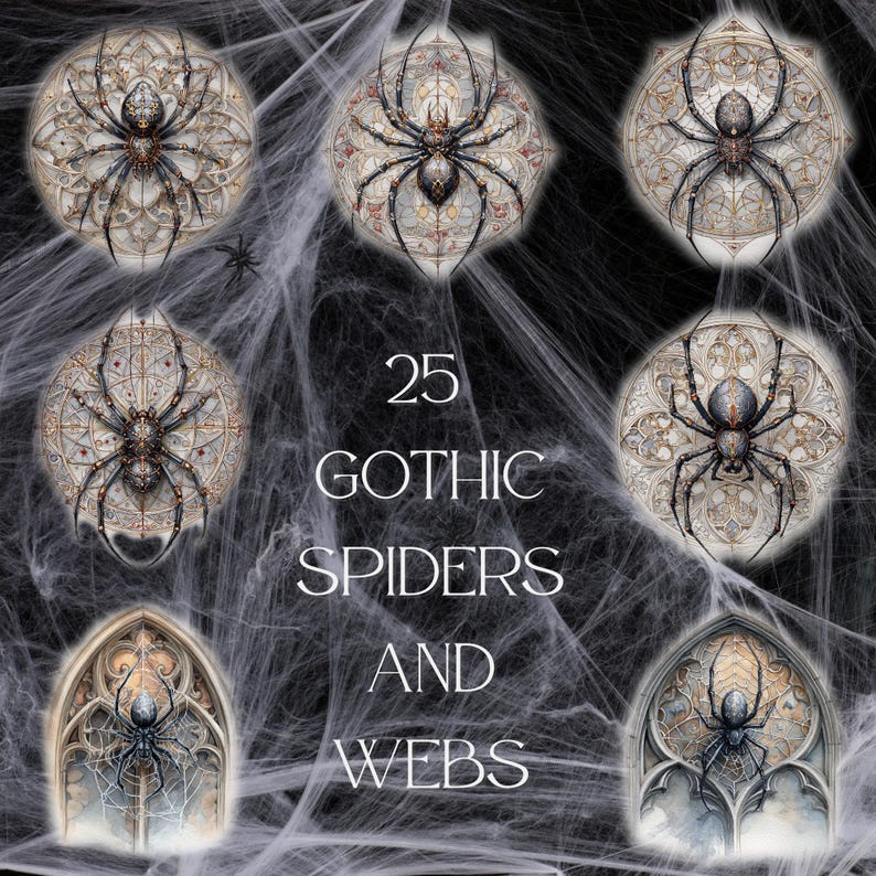 Spiders and Web Clipart, Creepy Halloween Spider PNG, Gothic Web ...