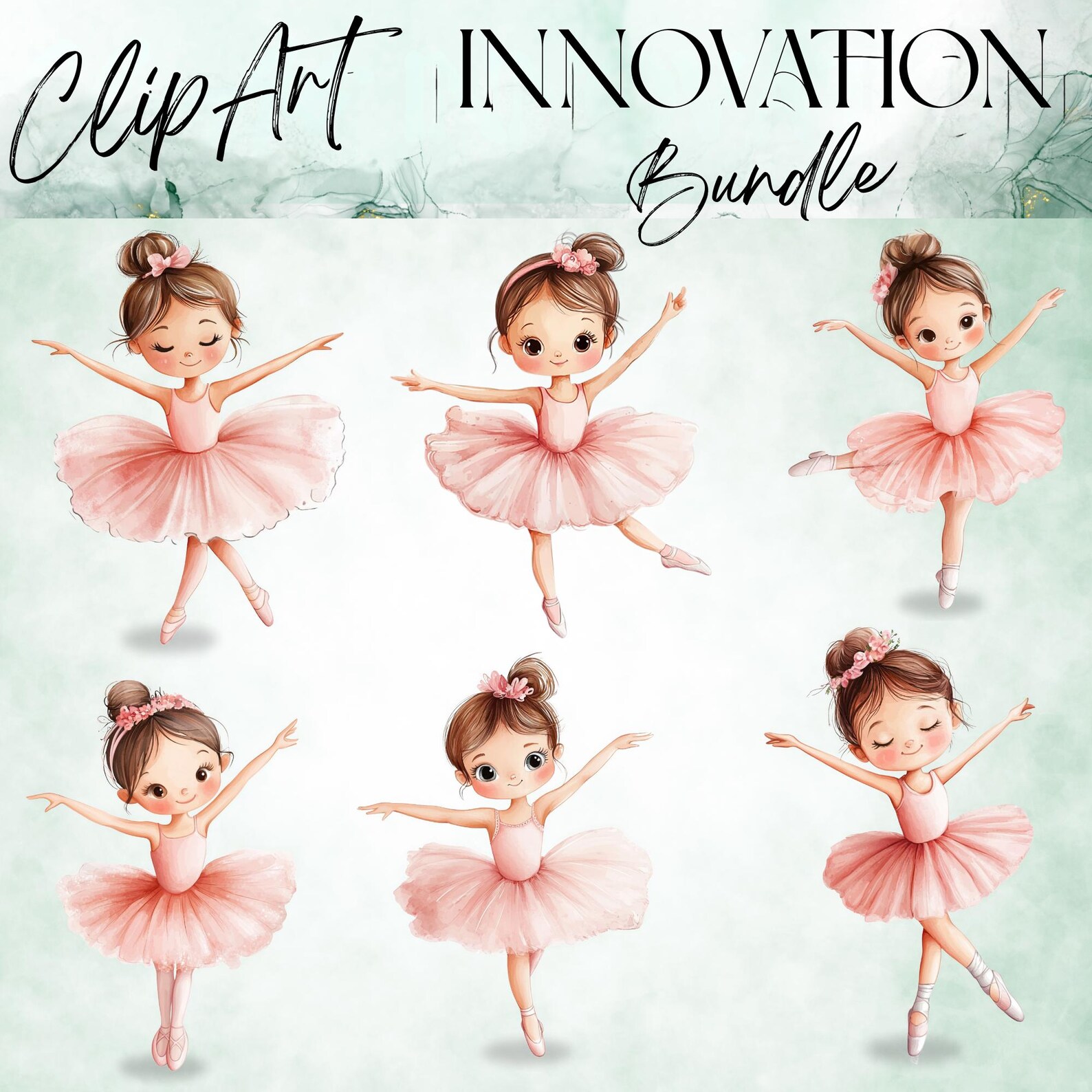 Cute Ballerina Clipart – Dancing Girl PNG Bundle – Ballet Dancer ...