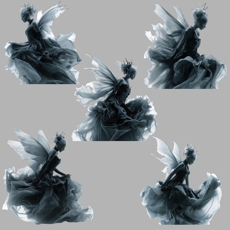 Ghost Fairy Vol.1 Clipart , Ethereal Transparent Fairies With Flowing ...