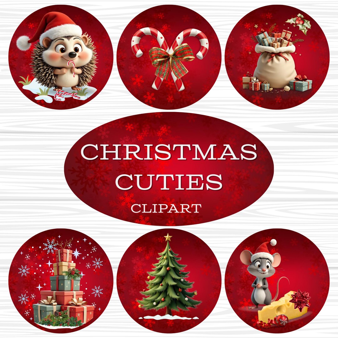 Christmas Cuties Clipart, Cute Woodland Animals & Festive Elements ...