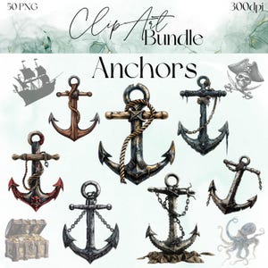 Anchor Bundle Clip Art, Junk Journals Digital Papers Scrapbooking ...