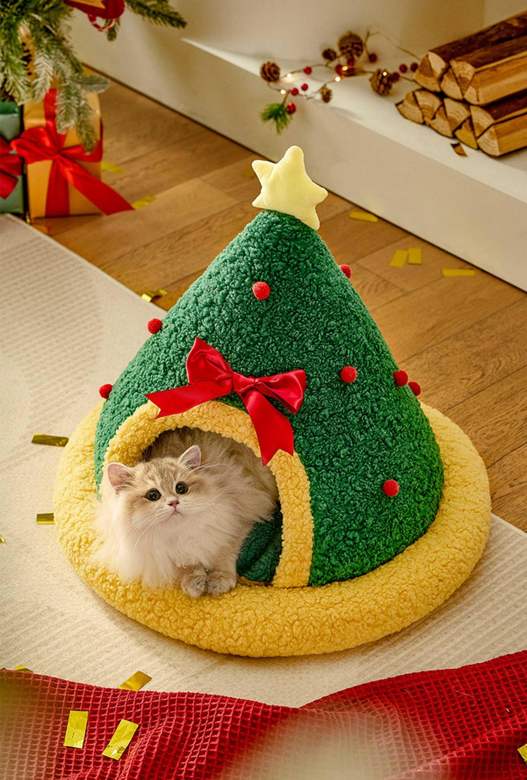 Christmas Cat and Small Dog Pet Bed,christmas Tree Cat House ,cat Lover ...