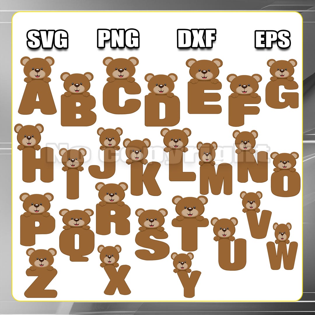 Teddy Bear Alphabet Clipart, Bear Letters, Bear Birthday, Sublimation ...