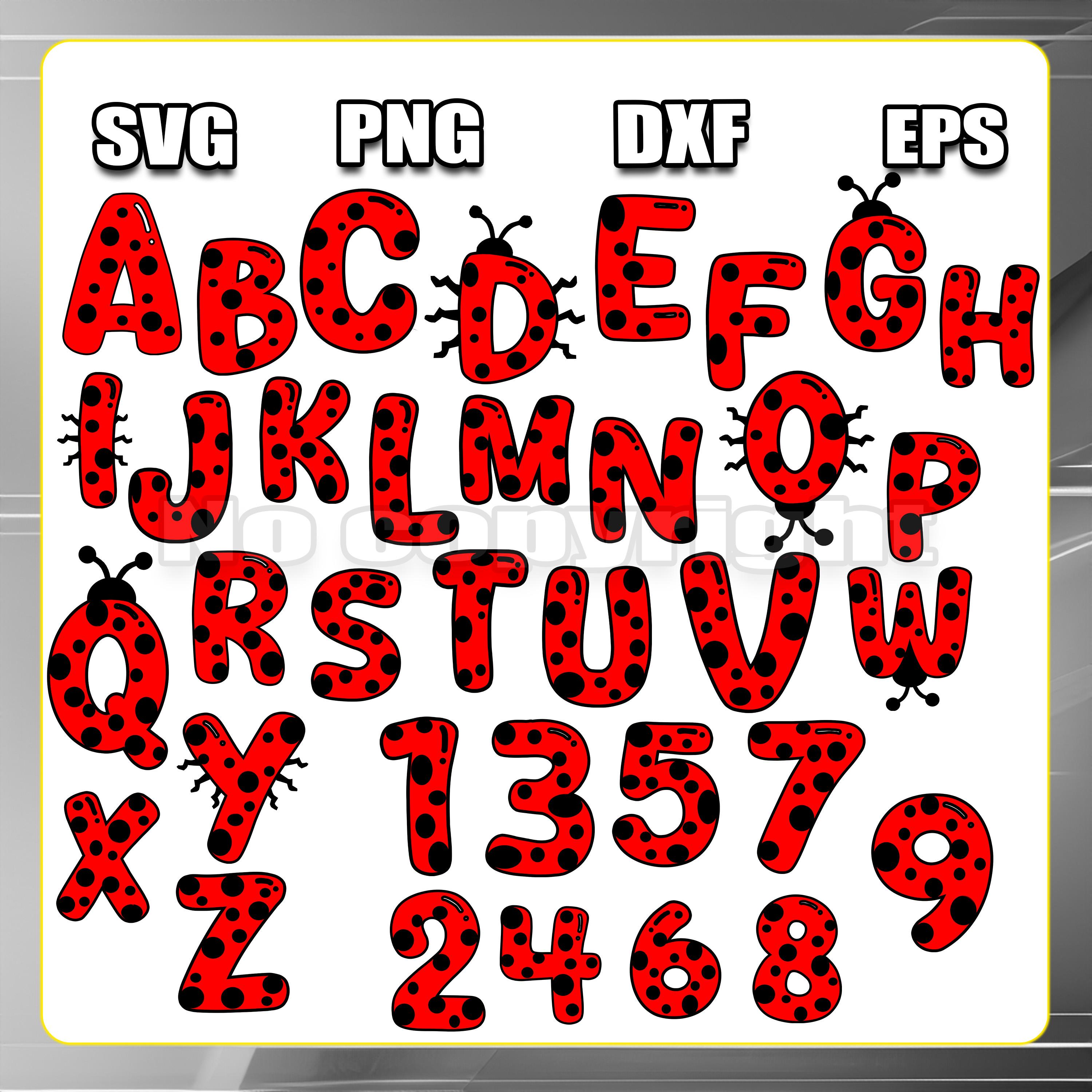 LADYBUG FONT Svg Ttf,alphabet Letters Ttf, Bug Pattern Svg, Bug Numbers ...