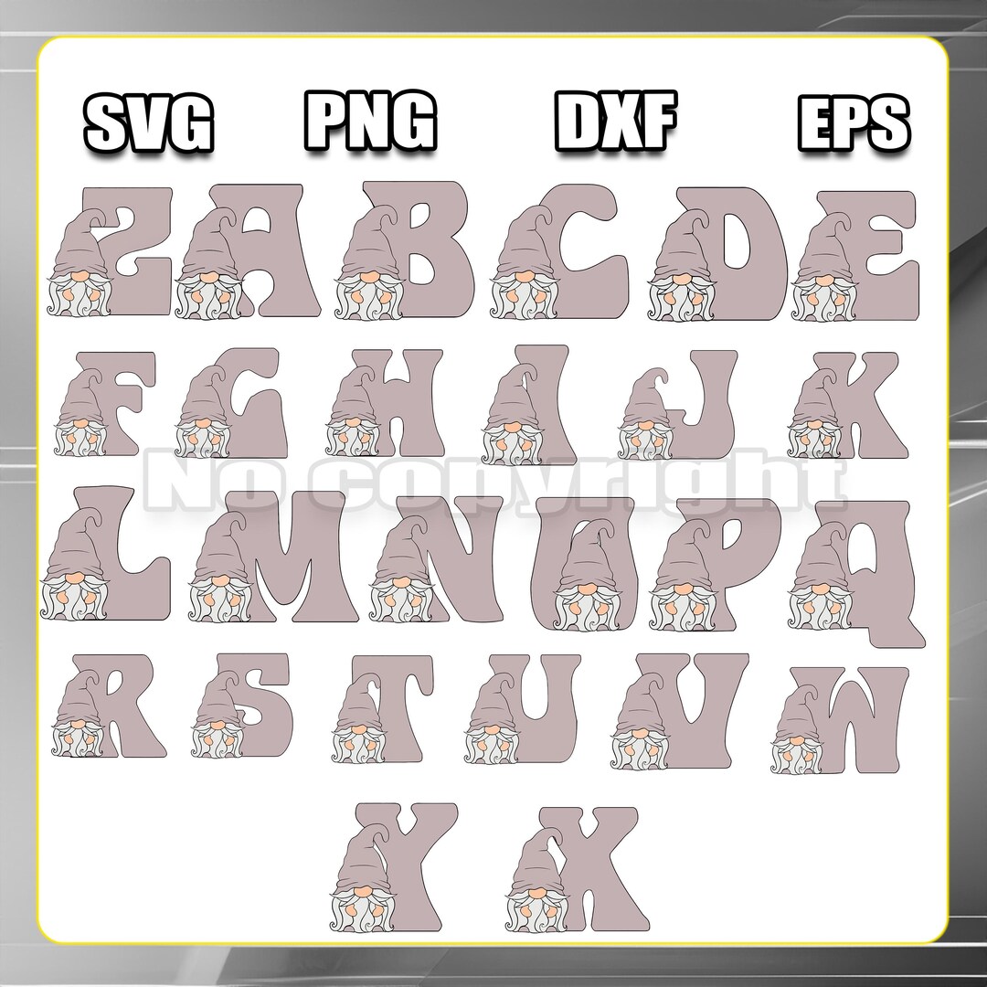 Gnome Alphabet SVG, Gnome Letters SVG, Gnome SVG, Gnome Monogram, Gnome ...