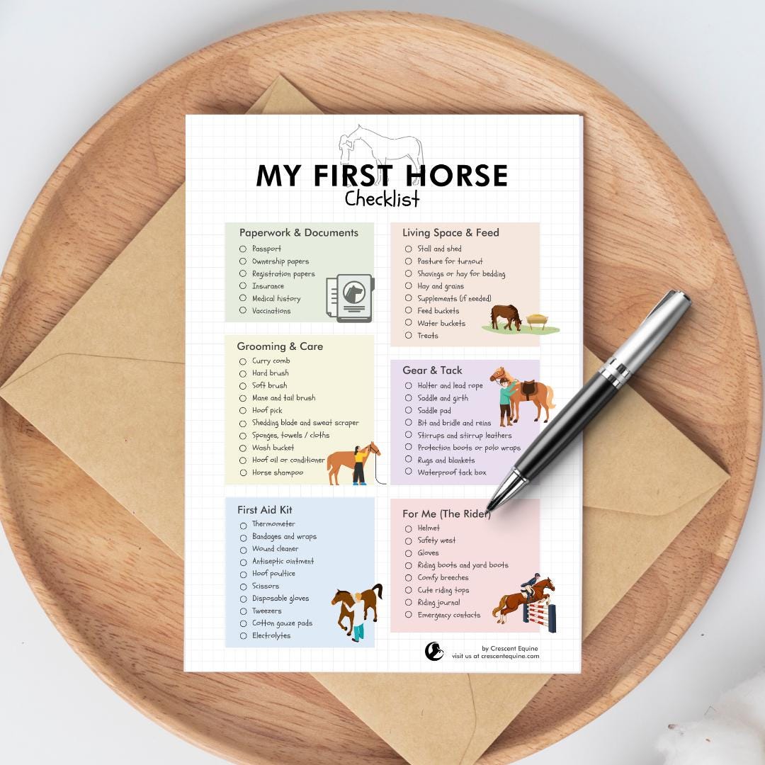 My First Horse Checklist, Printable Horse Essentials Checklist ...