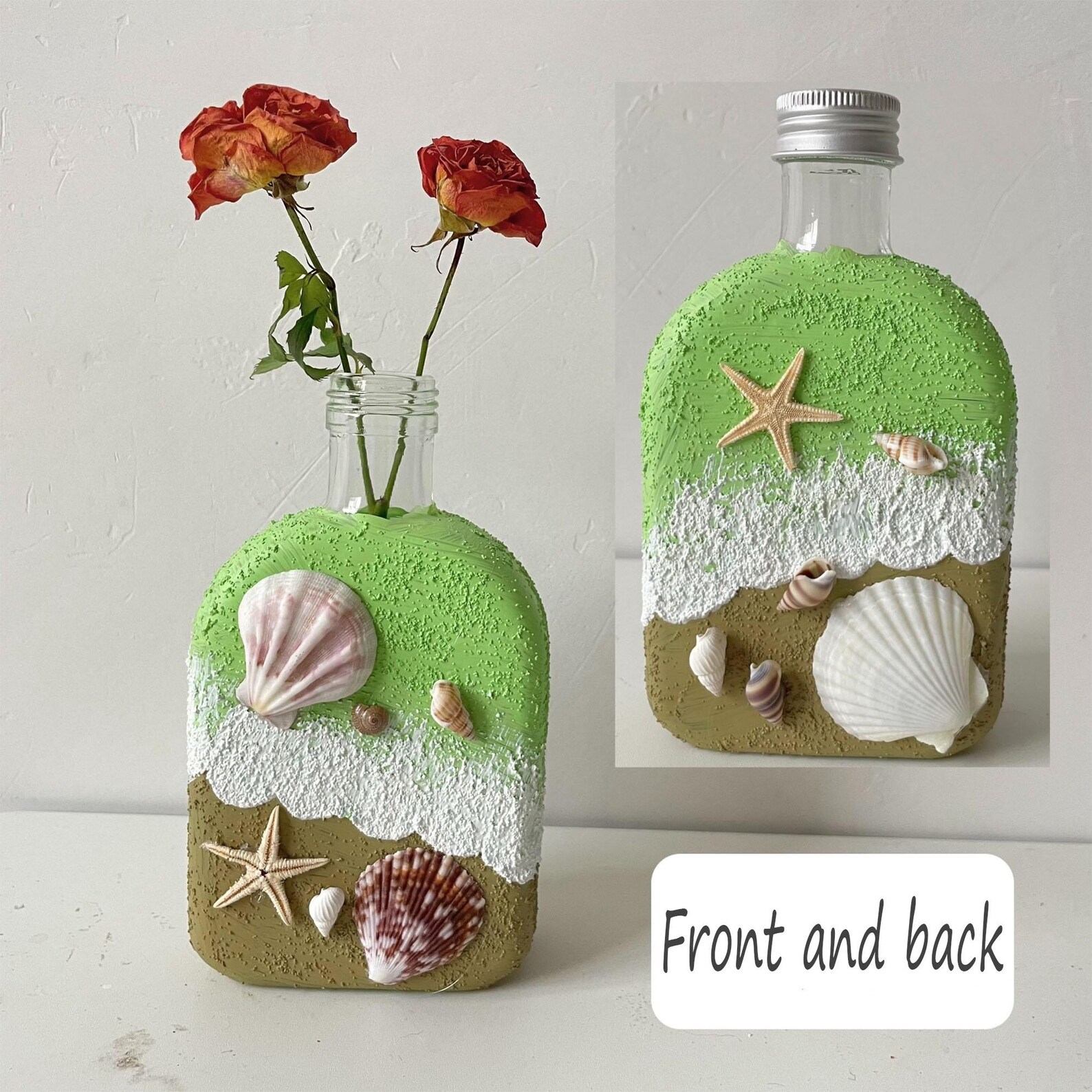 Hand-painted Handmade Glass Bottles,natural Shell and Starfish Glass ...