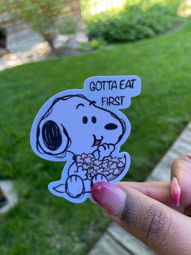 Snoopy Eating Popcorn - Sticker, Funny, Cute, Snoopy, Peanuts, Charlie ...