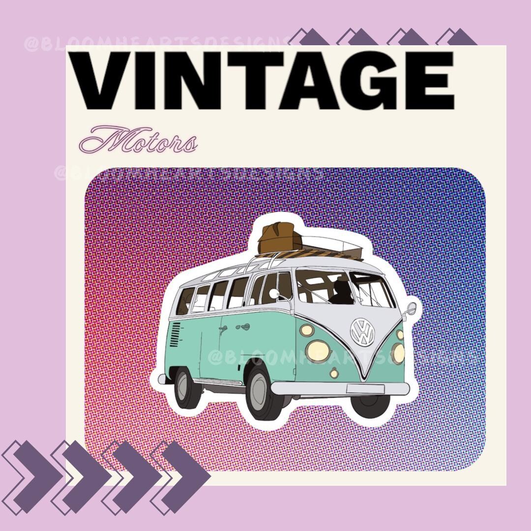 Vintage Van Sticker - Car, Sticker, Cool, Gift for Guy, Van, Vintage ...