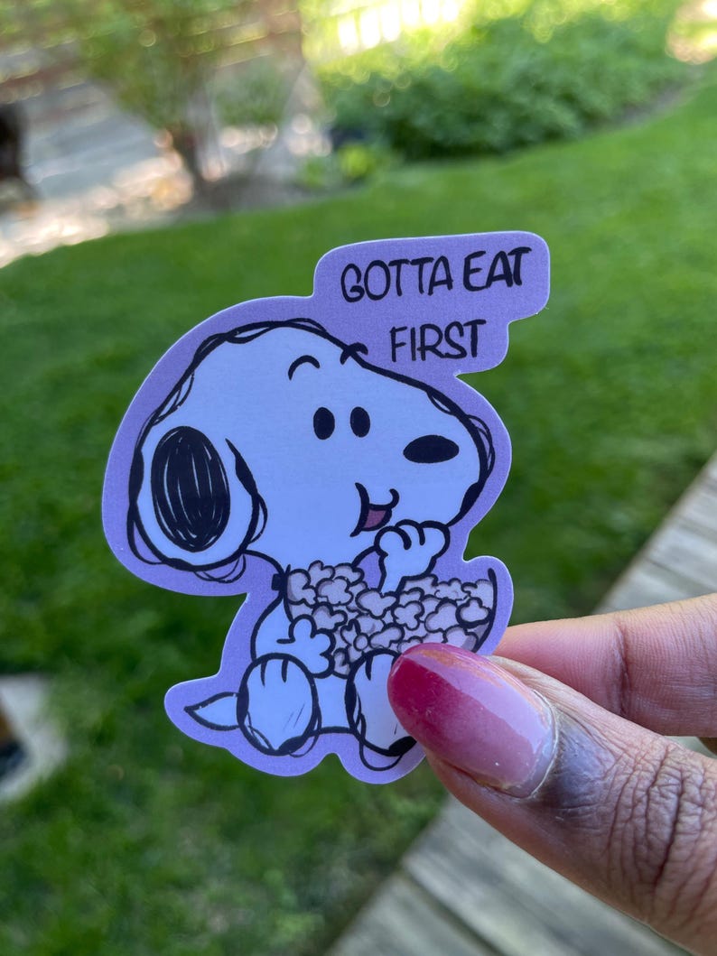 Snoopy Eating Popcorn - Sticker, Funny, Cute, Snoopy, Peanuts, Charlie ...