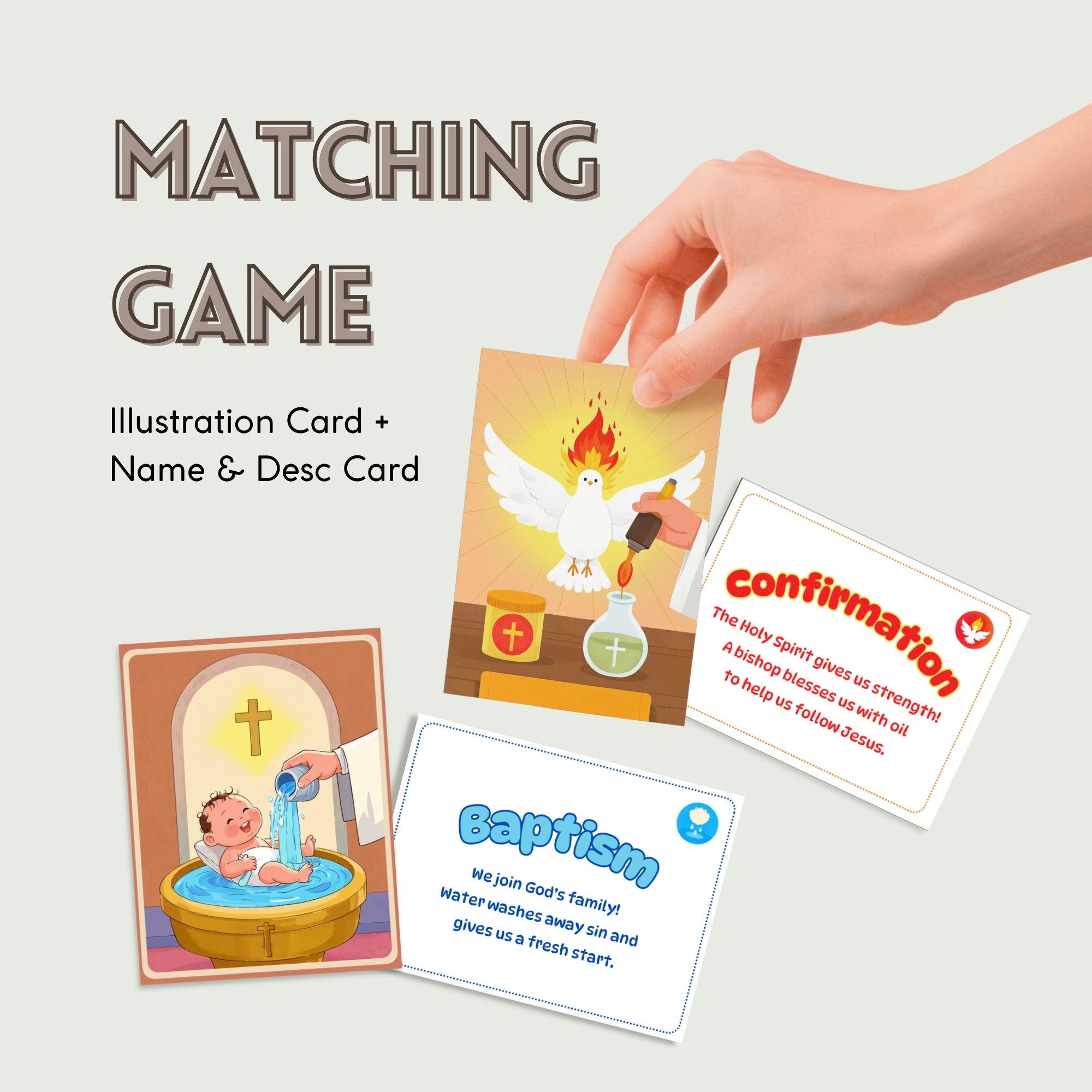Seven Sacraments Flash Cards | Catholic Matching Game | Kids 7 ...