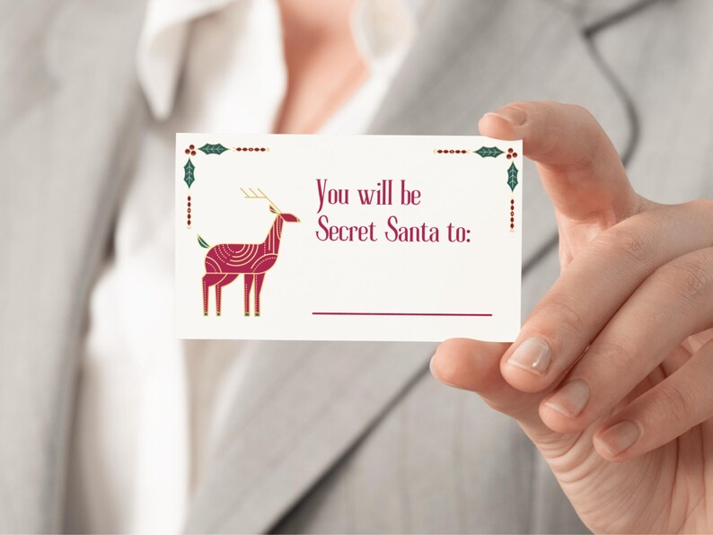 Secret Santa Questionnaire Bundle Secret Santa Name Card Printable Gift ...