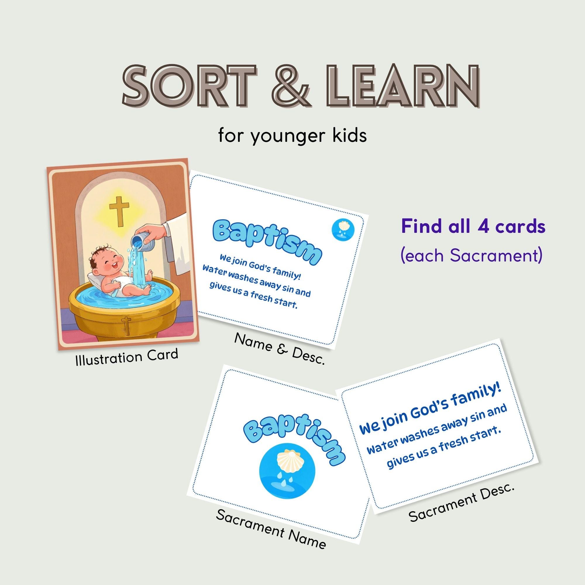Seven Sacraments Flash Cards | Catholic Matching Game | Kids 7 ...