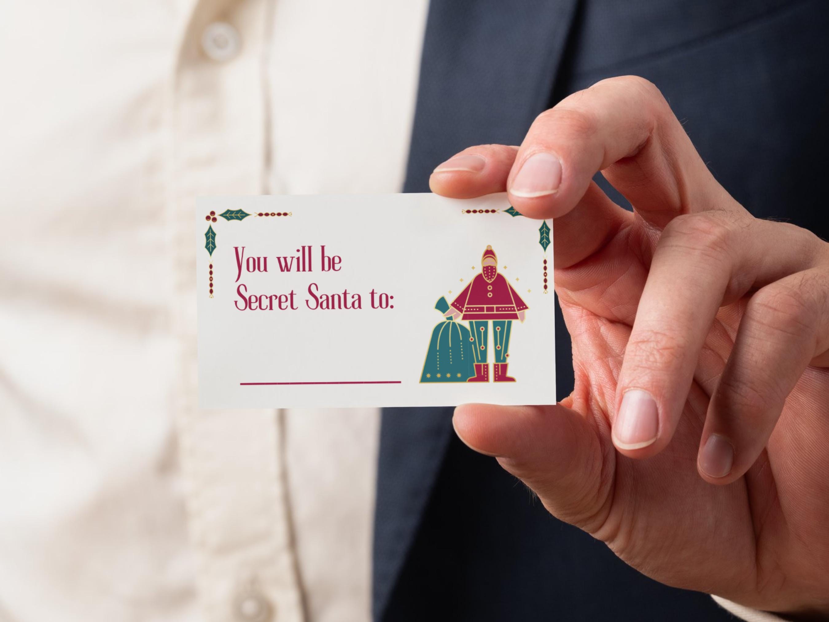 Secret Santa Questionnaire Bundle Secret Santa Name Card Printable Gift ...