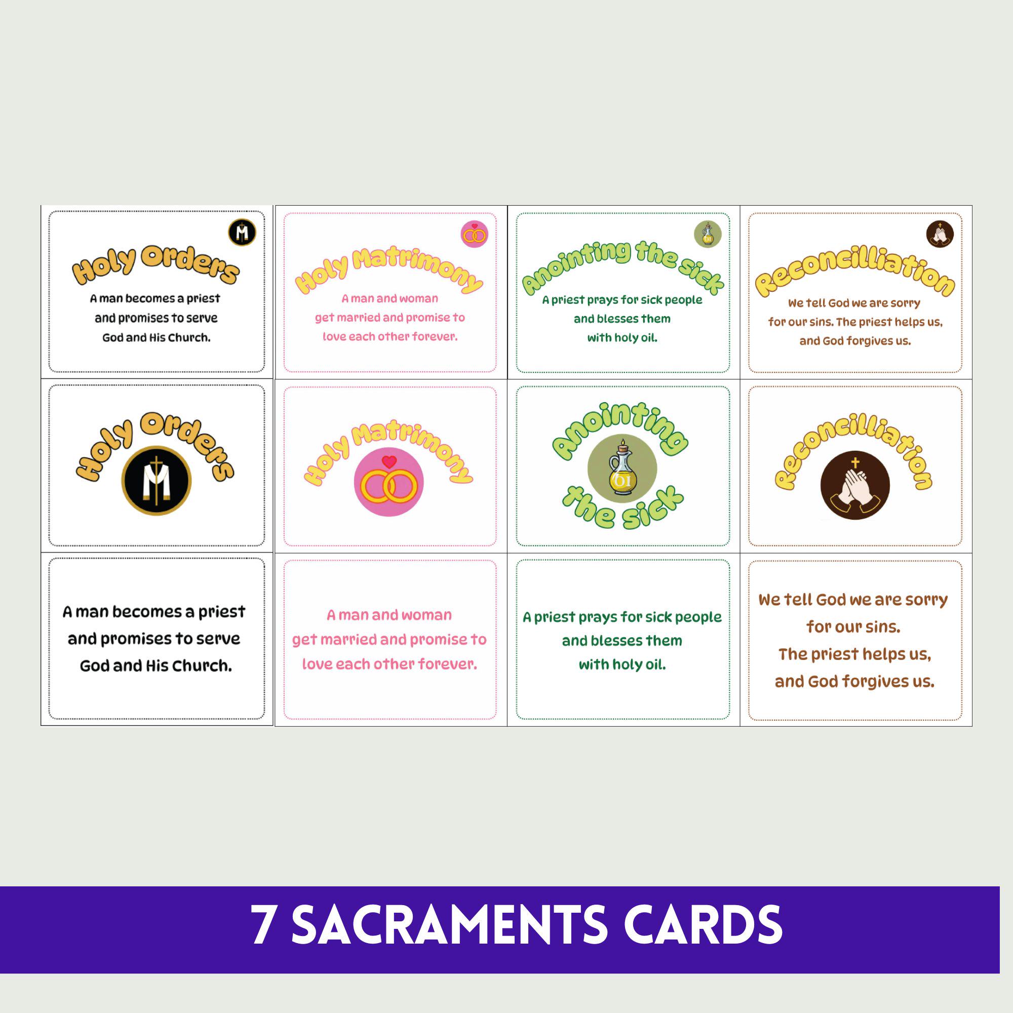 Seven Sacraments Flash Cards | Catholic Matching Game | Kids 7 ...
