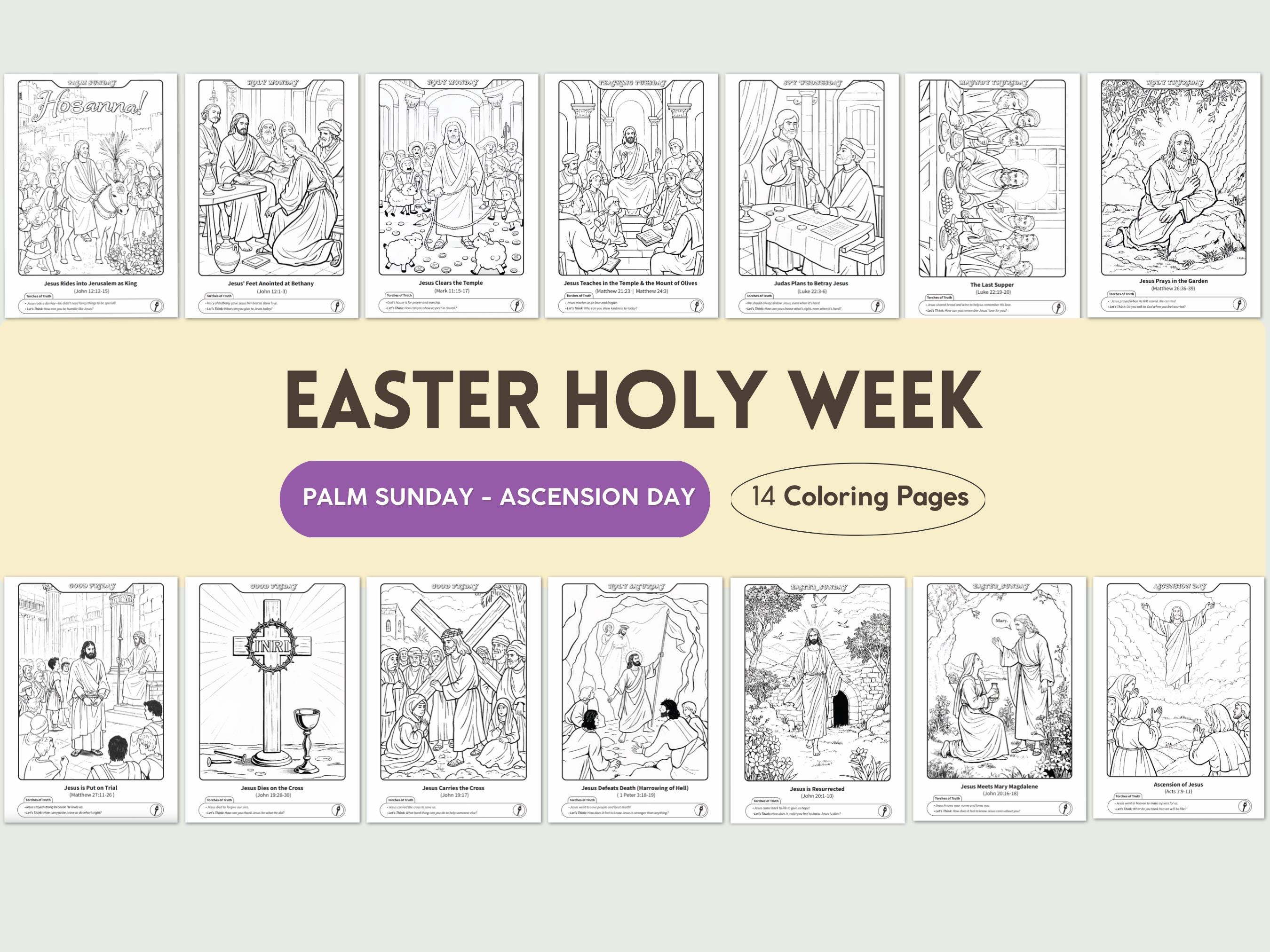 Holy Week Kids Activity Jesus Easter Coloring Pages Palm Sunday ...