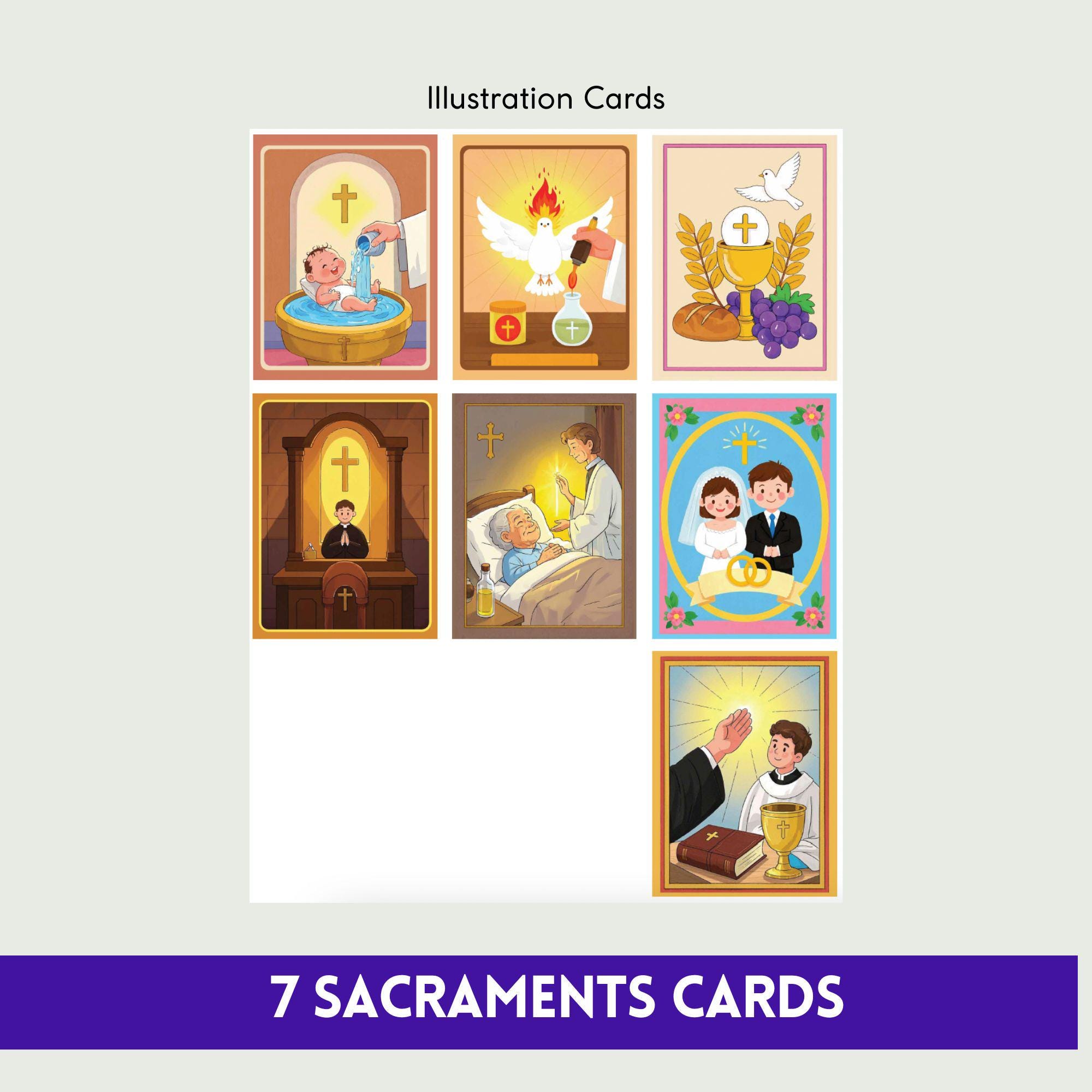 Seven Sacraments Flash Cards | Catholic Matching Game | Kids 7 ...