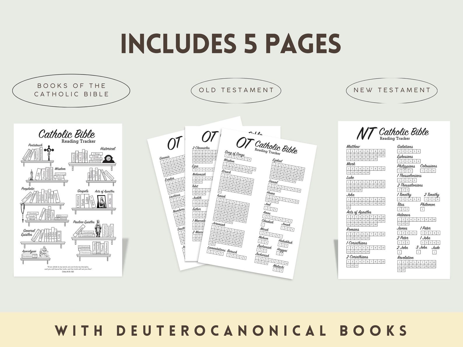 Catholic Bible Reading Tracker | 73 Books of the Bible Study | Catholic ...
