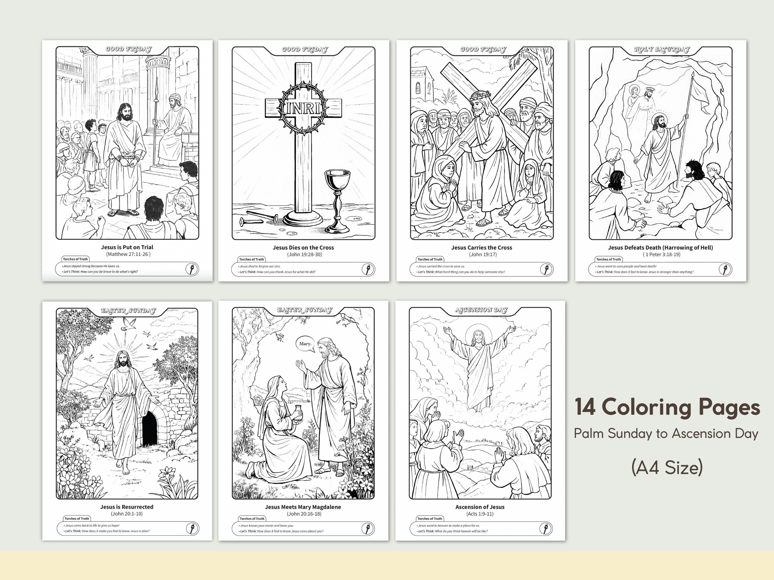 Holy Week Kids Activity | Jesus Easter Coloring Pages Palm Sunday ...