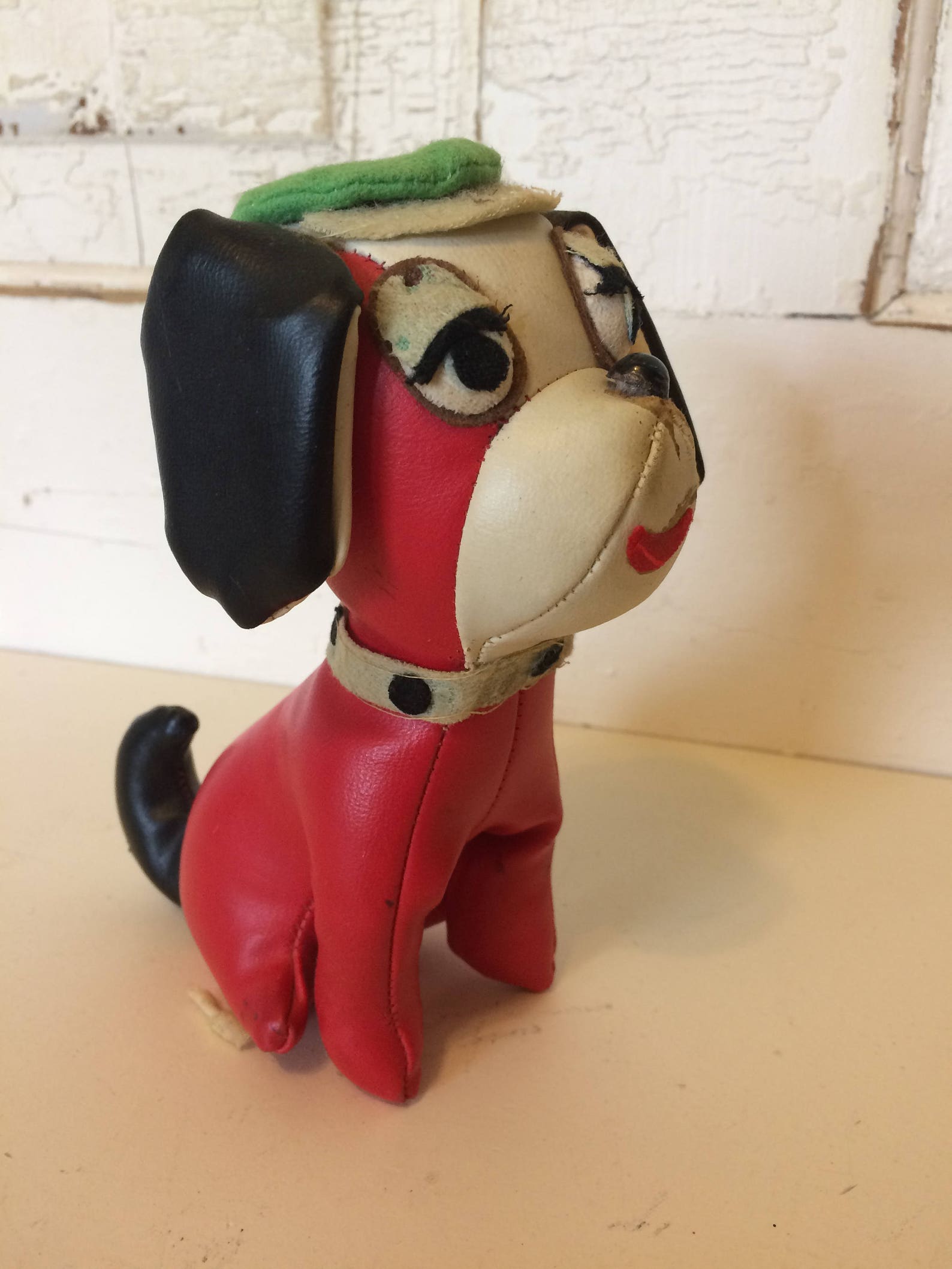 Vintage 1950's Stuffed Red Dog With Green Beret | Etsy