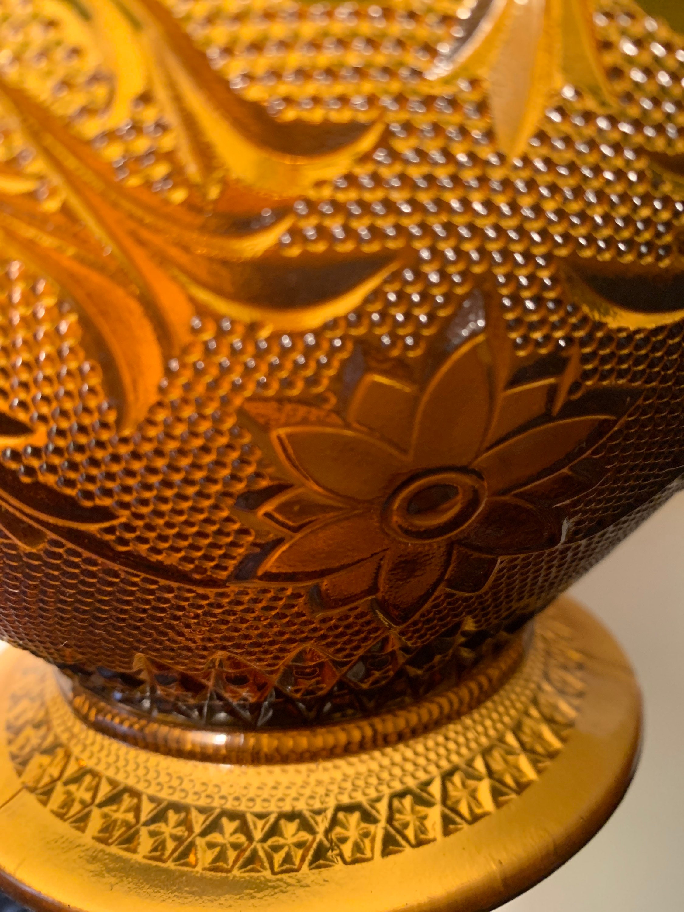 Antique Amber Tiara Indian Glass Basket | Etsy