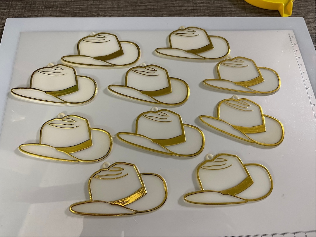 Lot of 10 White and Gold Cowboy Drill Team Dance Hats Embellishments ...