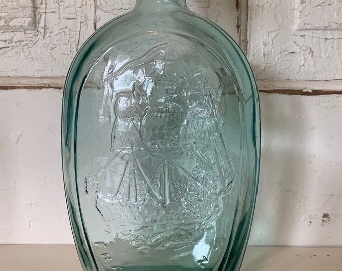 Antique Turquoise Glass Liquor Bottle With Liberty Eagle and Pirate ...
