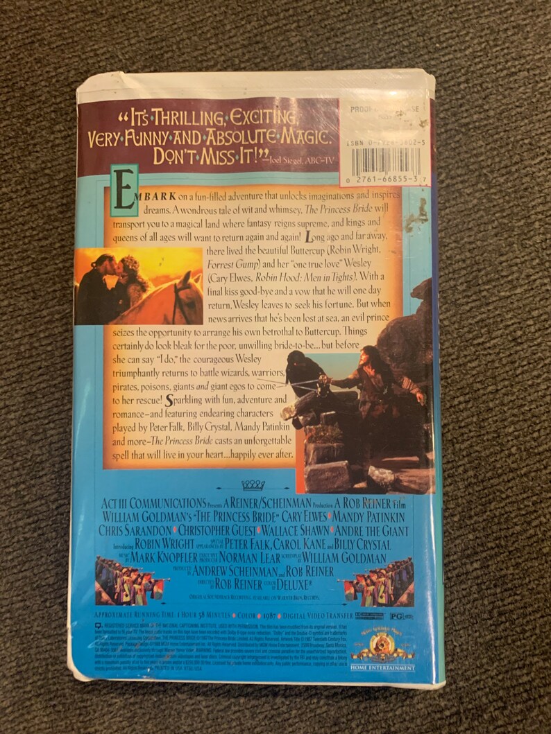 MGM the Princess Bride VHS VCR Videotape - Etsy