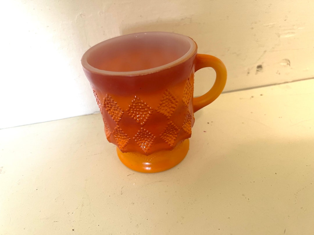 Antique Fire King Diamond Orange Kimberly Mug - Etsy