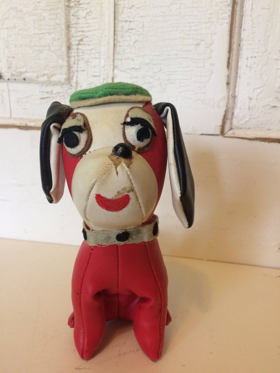 Vintage 1950's Stuffed Red Dog With Green Beret - Etsy