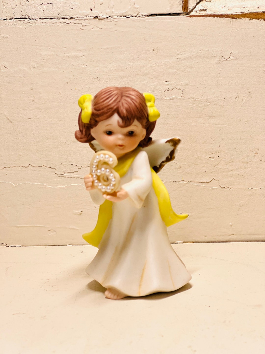 Vintage 1990 Roman Inc Age 6 Birthday Girl Brunette Angel Figurine - Etsy