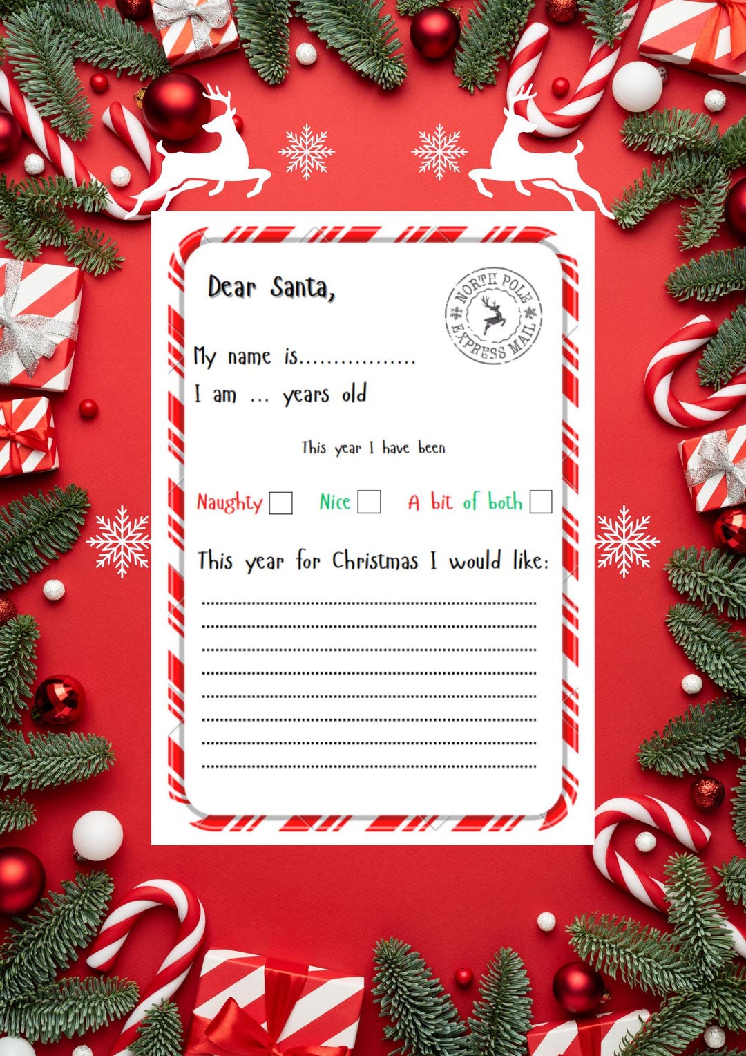 Printable Christmas Wish List for Kids | Letter to Santa Template ...