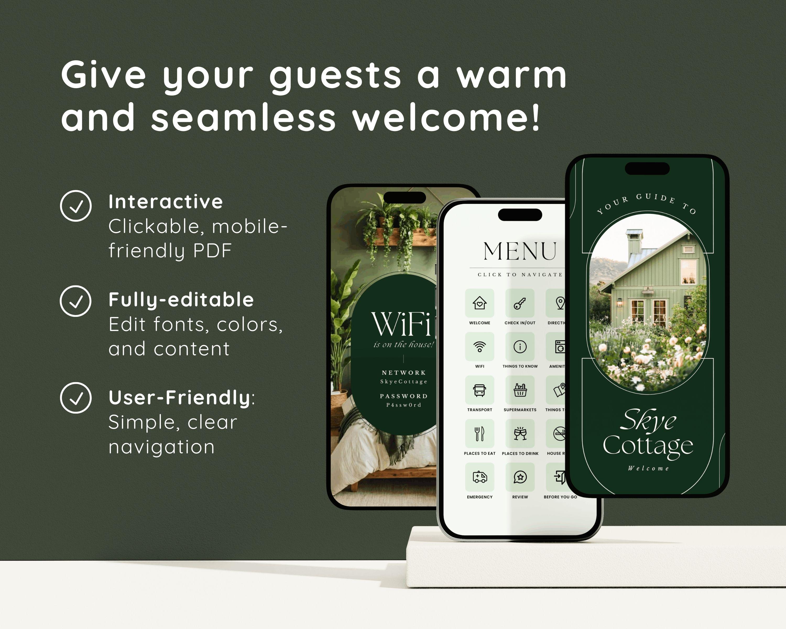 Cottage Digital Welcome Book Template CANVA Mobile Cabin Woodland ...